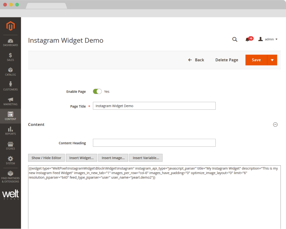 Magento 2 Instagram Feed Widget Extension | WeltPixel